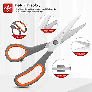 Scissors Bulk 6-Pack, All Purpose Scissors Stainless Steel Sharp Scissors for Office Home General Use Craft Supplies, High/Middle School Classroom Class Older Kids Scissor Set, Right / Left Handed