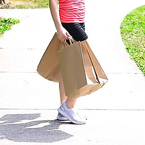 [100 Pcs. 8 X 4.5 X 10.5]- Kraft Paper Gift Bags Bulk with Flat Handles. Ideal for Shopping, Packaging, Retail, Party, Craft, Gifts, Wedding, Recycled, Business, Goody and Merchandise Bag (Brown)