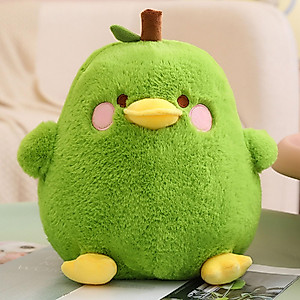 Pear Duck Doll, 2-in-1 Plush Toy Soft Stuffed Animal Sofa Cushion Cute Cartoon Duck Plushies Doll Pillow Companion Soothe Toy for Kids Girls Home Decoration (Green S)