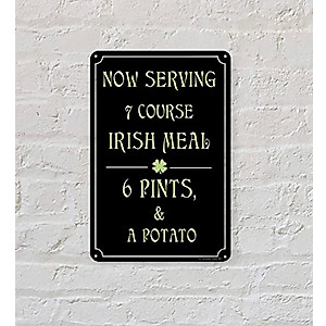 7 Course Irish Meal 12" x 8" Funny Tin Metal Sign Pub Bar Man Cave Decor Tavern Brew Pub Plaque