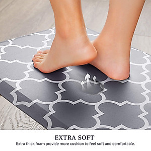 WISELIFE Kitchen Mat and Rugs Cushioned Anti-Fatigue Kitchen mats ,17.3"x 28",Non Slip Waterproof Kitchen Mats and Rugs Ergonomic Comfort Mat for Kitchen, Floor Home, Office, Sink, Laundry , Grey