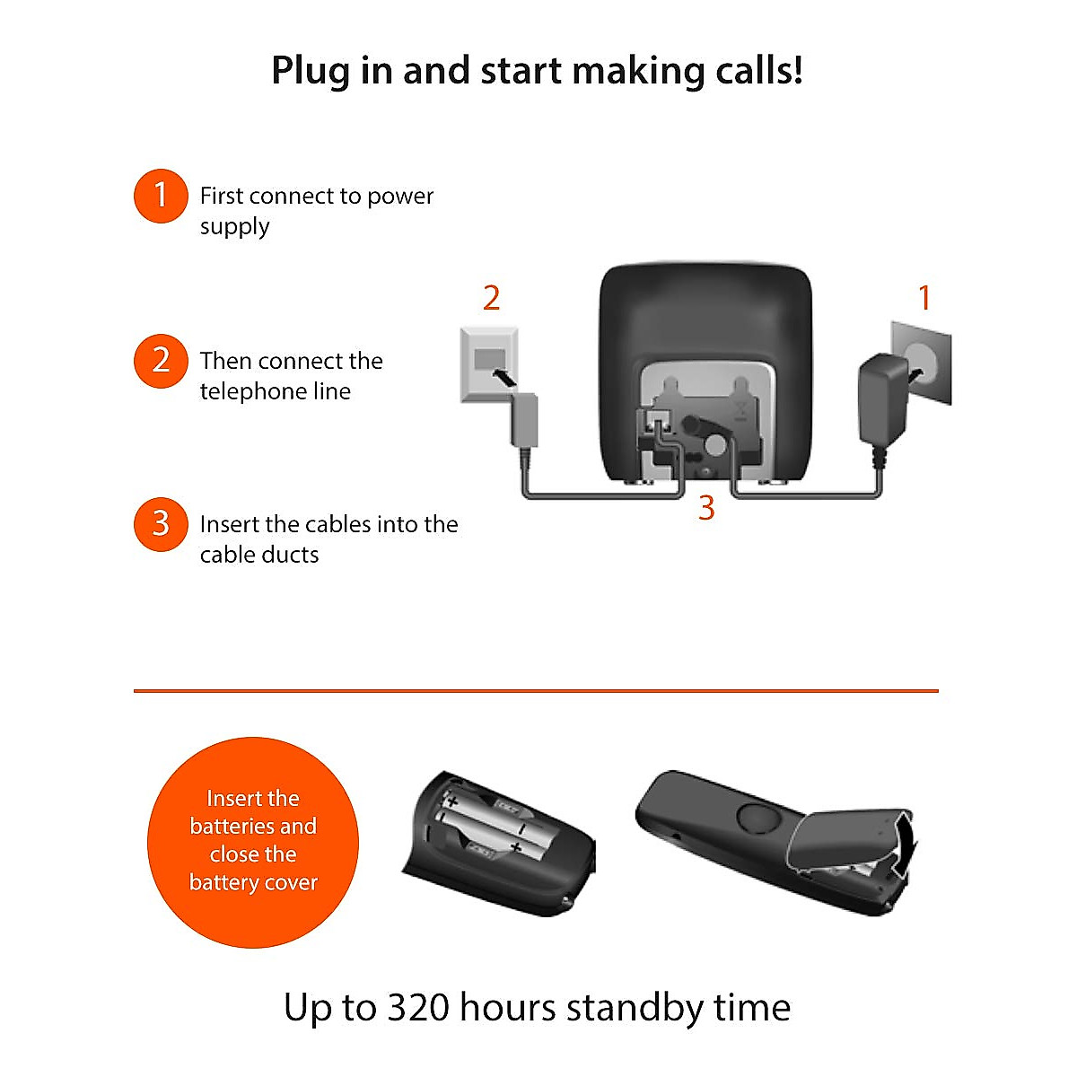 Gigaset E630A – Phone with Answering Machine – Water Splash and Dust-Resistant, (IP 65) – Ideal for Craftsmen and Mechanics, Black (Pack of 1)