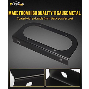 Partsam 2Pcs 6" Oval Tail Light Mounting Brackets [L Shaped] [3mm Powder Coated Steel] [Ultra Sturdy] [Versatile Horizontal Mounting] for 6" Oval Taillights On Truck Trailer RV Grommet Flush Mount