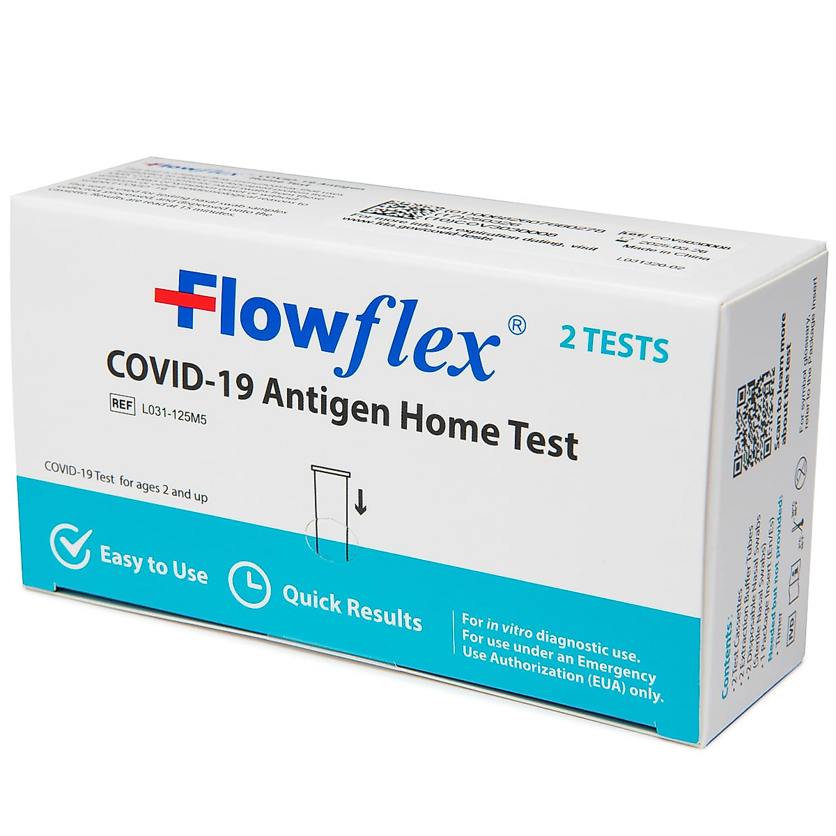 Flowflex COVID-19 Antigen Home Test kit, 1 Pack, 2 Tests Total. FDA EUA Authorized OTC at-Home Self-Test, Non-invasive Nasal Swab, Easy to Use and No Discomfort, Results in 15 Minutes