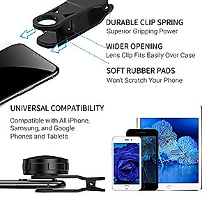 KEYWING Phone Lens Kit 9 in 1 Phone Camera Lens, Zoom Lens+198° Fisheye +0.35X Super Wide-Angle + 20X Macro Lens + 0.63X Wide Lens + CPL +Kaleidoscope Lens +Starburst for iPhone Samsung Android