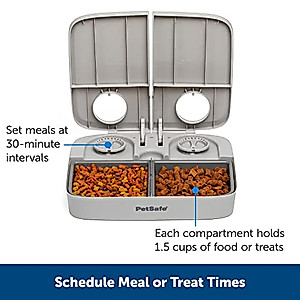 PetSafe Analog 2 Meal Programmable Pet Feeder, Automatic Dog and Cat Feeder - Dry or Semi-Moist Pet Food Dispenser, Slow Feed Portion Control (3 Cup/16 Ounce Total Capacity), Tamper-Resistant Design