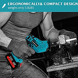FURONGHUA Sawzall, Cordless Electric Reciprocating Saw, 3000 SPM 3 Speed Adjustment with 9 Blades for Wood, Metal, Plastic,Including 2pcs 21V/3.0Ah Li-Ion Battery With Fast Charger…