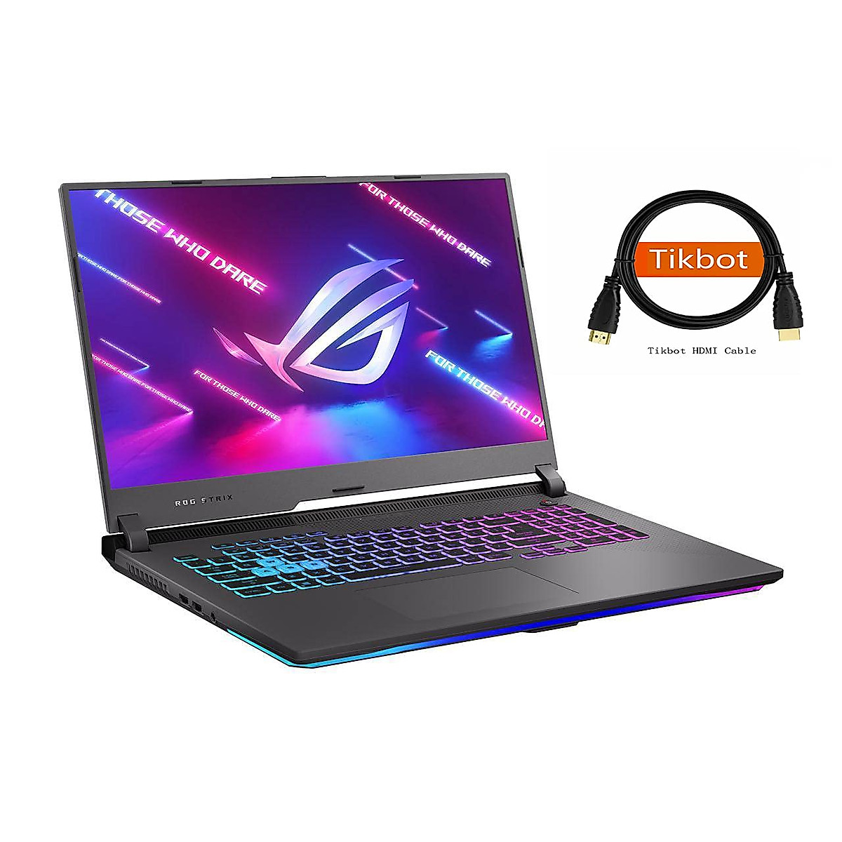 ASUS ROG Strix G17 Gaming Laptop, 17.3" 144 Hz FHD IPS, NVIDIA GeForce RTX 3060 GPU(130W), AMD Ryzen 9 5900HX Processor, 32 GB DDR4, 1TB PCIe NVMe SSD, RGB Keyboard, Windows 10, Tikbot HDMI Cable