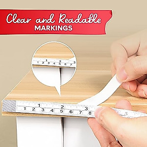 XFasten Tape Measure with Adhesive Back, 0.5-Inch x 12-Feet (2-Pack) Left to Right Peel and Stick Measuring Ruler Tape for Workbench, Woodworking, Sewing; Sticky Self-Adhesive Metal Measuring Tape