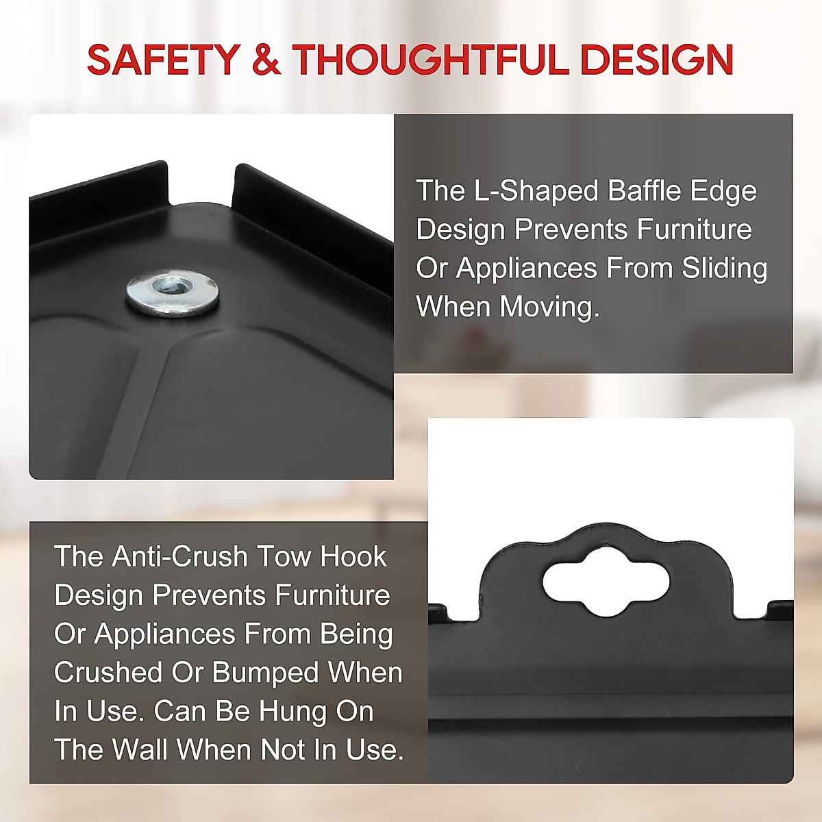 Upgrade Large Furniture Dolly 5 Wheels Heavy Duty, Furniture Movers Sliders Carbon Steel Panel, Five Free Locking 360° Rotating Rubber Universal Wheels,Maximum Load 3474LBS