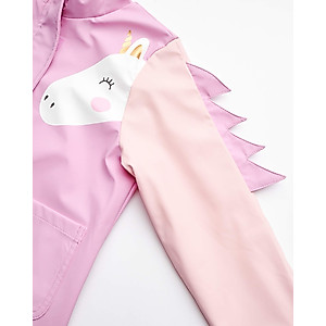 Pink Platinum Girls' Rain Jacket - Lightweight Waterproof Unicorn Windbreaker Slicker Shell Raincoat (Toddler/Little Girl), Size 2T, Violet