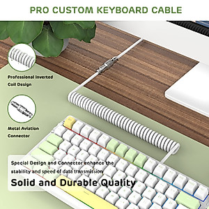 AJAZZ 99 Keys Wireless Mechanical Keyboard with Coiled Cable, Bluetooth5.0/2.4G/Wired Gaming Keyboard, RGB Hot Swappable Blue Switch Keyboard with Knob Control, PBT Keycaps,Gasket Mounted for PC/Mac