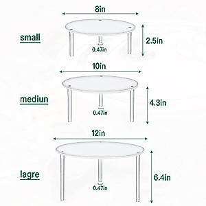 3 Pcs Acrylic Cake Stands, Akamino Reusable Round Cupcake Holder for Dessert Cake Pizza, Display Stand Party Serving Platter for Christmas Wedding Birthday Baby Shower Tea Party