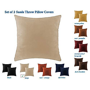 PreciousHome Set of 2 Cream Throw Pillows - Faux Suede Decorative Throw Pillow Covers, Beige Throw Pillow, Beige Pillow Covers, Throw Pillows for Couch, Decorative Pillows 18x18 Inches