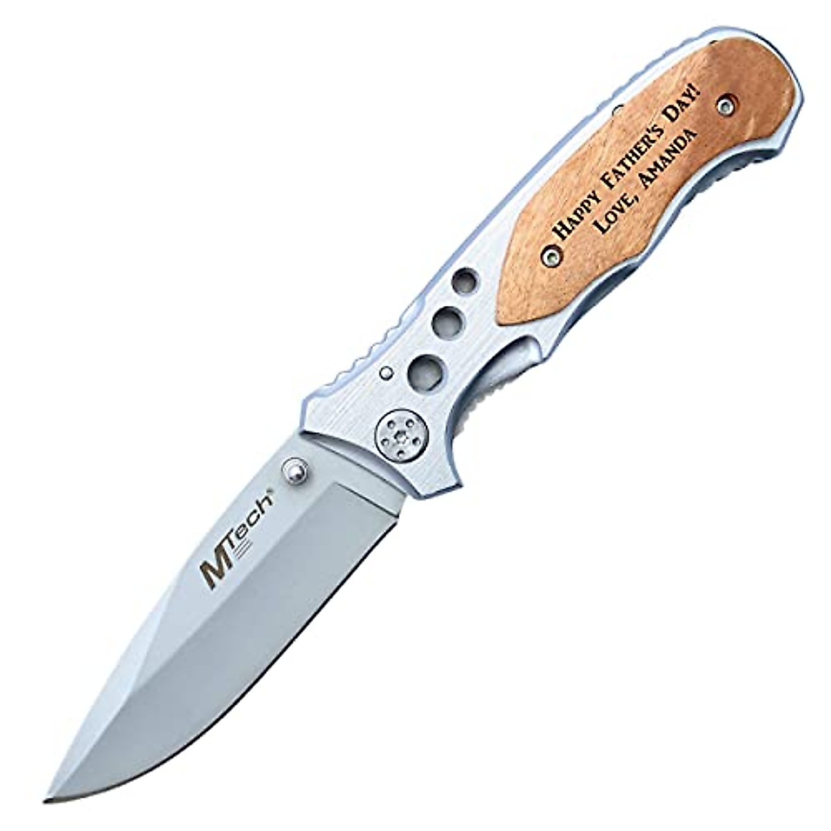 Palmetto Wood Shop Gifts For Him, Laser Engraved Personalized Pocket Knife, Gifts for Husband, Dads, Fathers Day, Valentines, Christmas, Choose from 30 Optional Icons