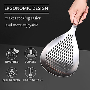 2 Pack Skimmer Slotted Spoon Stainless Steel Strainer Spoon Skimmer Ladle Skimmer Spoon Set Spider Strainer Colander Metal Slotted Spoon Spider Kitchen Utensil for Kitchen Cooking Draining and Frying