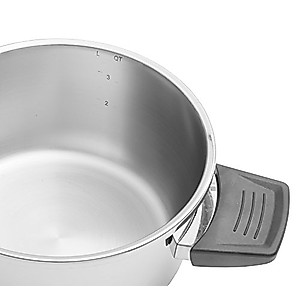BergHOFF Essentials 18/10 Stainless Steel Set of 4pc Pressure Cooker Glass Cover 7.4 qt. & 4.2 qt. Silver Vita Stay-cool Handle Induction Cooktop Marked Measurement Quick-release