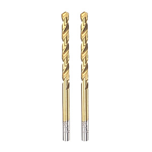 uxcell 4.3mm Drill Bits High Speed Steel Straight Shank 80mm Length Twist Drill Bit Fully Ground Titanium Coated 2 Pcs