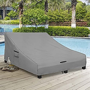 Okcool 100% Waterproof Patio Double Wide Chaise Lounge Chair Cover, 600D Tough Canvas 80 Inch Outdoor Chaise Lounge Covers