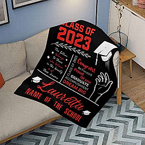 MyPupSocks Customized Graduation Blanket for Daughter from Mom, Class of 2023 Graduate Accomplishment Throw Bed Blanket 2023 for Best Friend Sister Niece High School College Grad 50x60