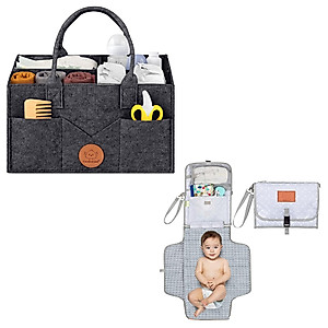 KeaBabies Baby Diaper Caddy Organizer and Portable Diaper Changing Pad - Large Baby Organizer - Waterproof Foldable Baby Changing Mat - Diaper Organizer For Changing Table - Diaper Changing Station