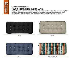 Classic Accessories Water-Resistant Indoor/Outdoor Bench Cushion, 54 x 18 x 5 Inch, Black, Patio Bench Cushion