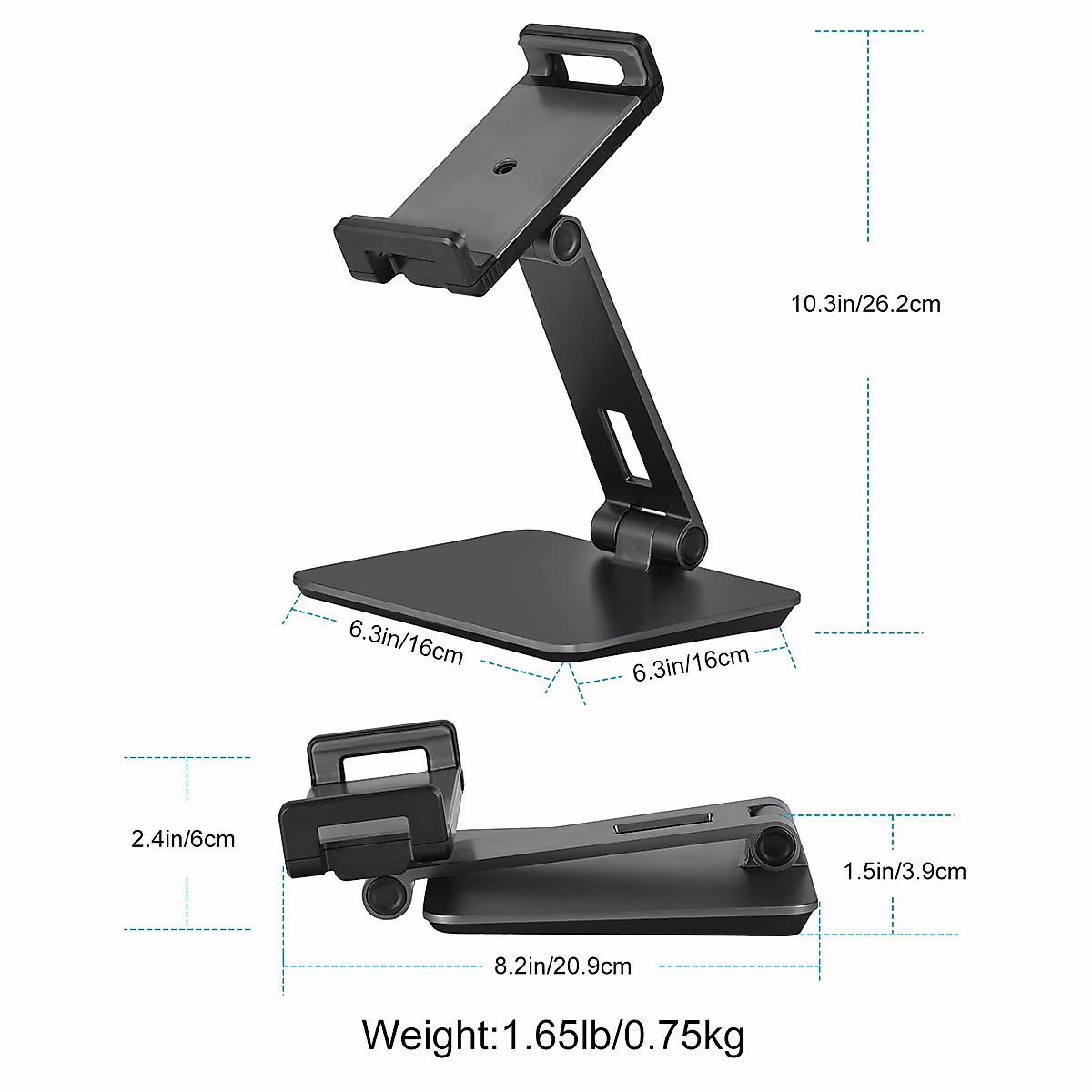 SHUOSUO Tablet Stand Adjustable & Foldable, 360° Swivel Heavy Aluminum Tablet Holder for Desk, Compatible with iPad Pro/Air/Mini, Galaxy Tab, Surface Pro, Kindle Fire (7-13") (Dark Gray)