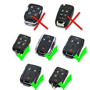 HHYE0130 - Black Aluminium Alloy Remote Car Key Fob Case 2/3/4/5/6 Button Protector Cover Shell Keychain For For Chevrolet/GMC vehicles