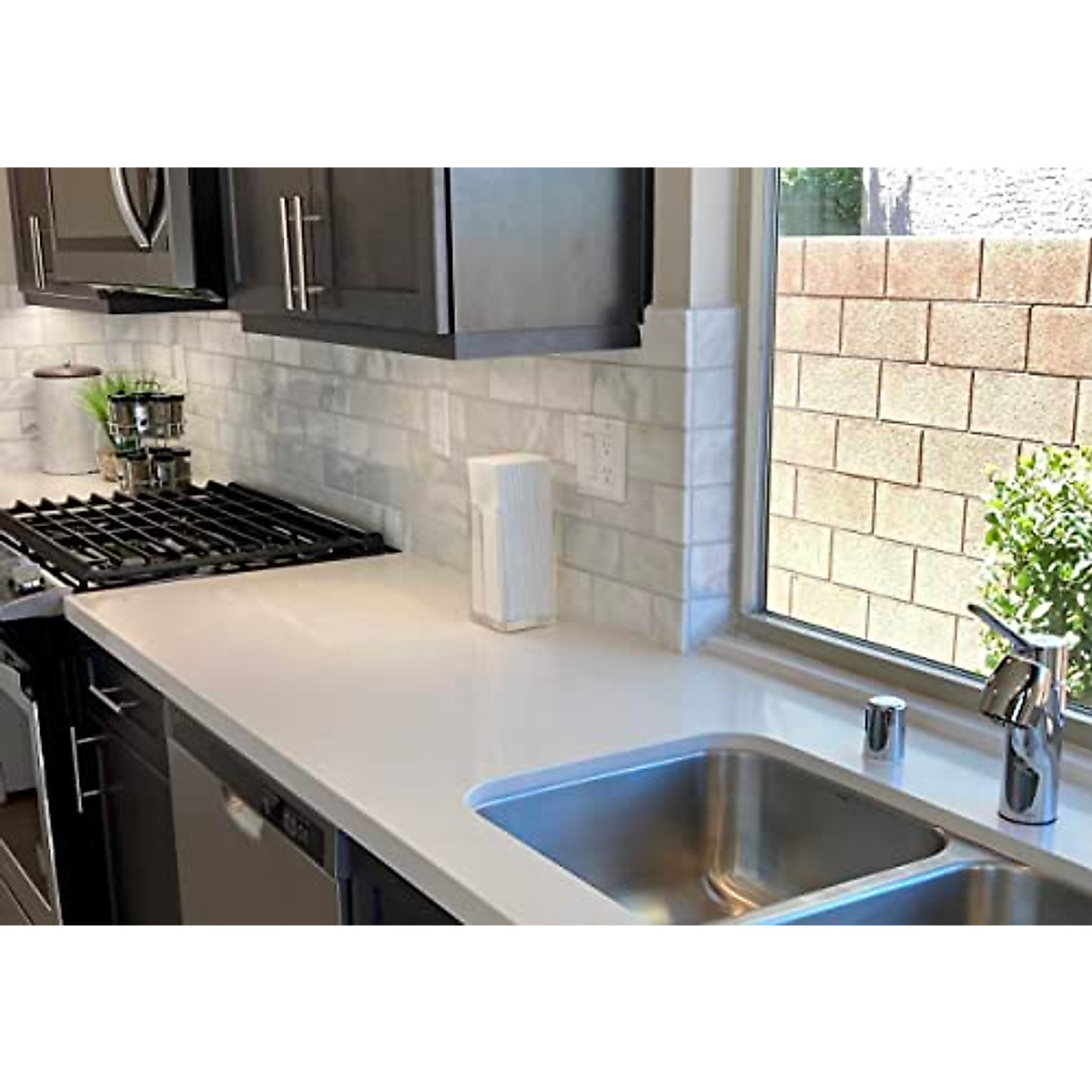 Countertop Acrylic Paper Towel Holder Modern Vertical Compact Dispenser Multi fold Elegant Space Saving