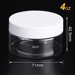 Empty 12 Pack Clear Plastic Storage Favor Jars Wide-mouth Plastic Containers with Lids for Beauty Products, DIY Making or Others (4 oz, White)