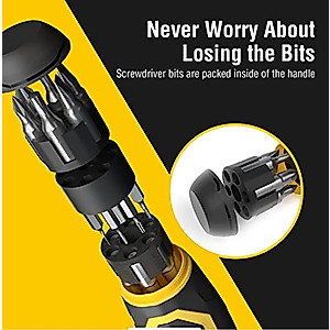 AZUNO 24 IN 1 Ratchet Screwdriver Set with Universal Socket, 20 CRV Bits Stored in Handle, 12+8 Slotted/Philips/Torx/Hex/Square Sand Blasted Bits and Chrome Plated Precision bits.