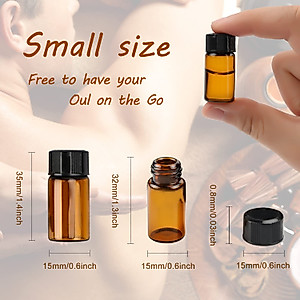 DMuuuDM 50 Pcs 3ml Amber Glass Essential Oil Bottles,Empty Refillable Travel Glass Liquid Sample Vial with Screw Caps,Preservation Storage Vials Test Container For Oil Blends, Perfumes, Lab Chemicals