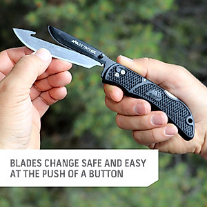 OUTDOOR EDGE 3.5" Onyx EDC - Replaceable Blade Folding Pocket Knife with Dual Thumb Opener and Pocket Clip with 3 Blades