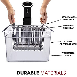 VÄESKE Large Sous Vide Container 26 Quarts with Lid, 2 Sous Vide Racks & Insulating Sleeve | Neoprene Retains Heat | Compatible with Anova, Anova Nano, Joule, Instant Pot, Sous Vide Cookers (26 QT)