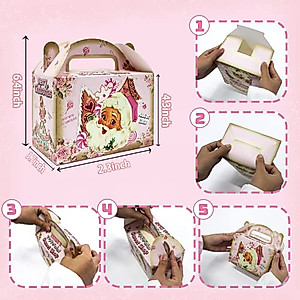 16Pcs Pink Christmas Decorations Christmas Treat Boxes Vintage Christmas Paper Gift Boxes Christmas Santa Boxes with Handle Present Candy Cookie Boxes for Xmas Holiday Party Favor Supplies