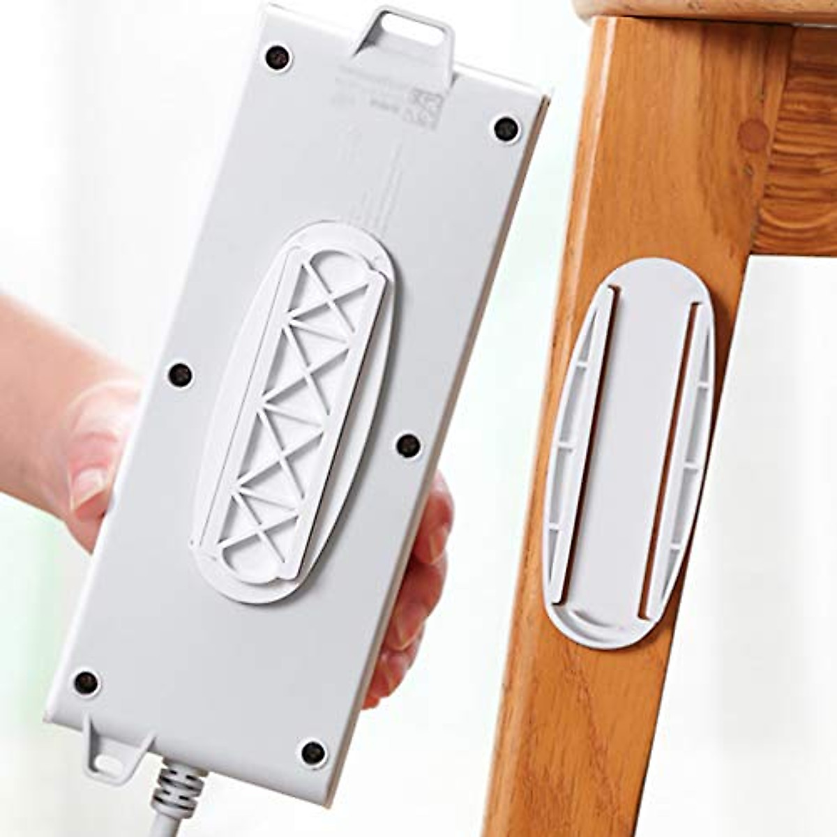 Cabilock 10pcs Power Strip Socket Fixator Wall Mount Power Strips Cable Organizers Punch Free Self Adhesive Socket Remote Control Holder for Home 10Ã—3.7cm