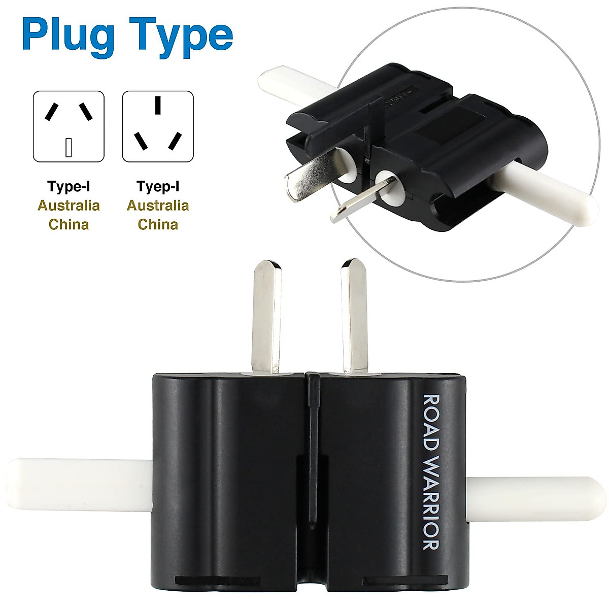 ROAD WARRIOR Universal Travel Plug Adapter Europe/UK/Australia/USA/India/China Compact Does Not Convert Voltage RW101BK Black