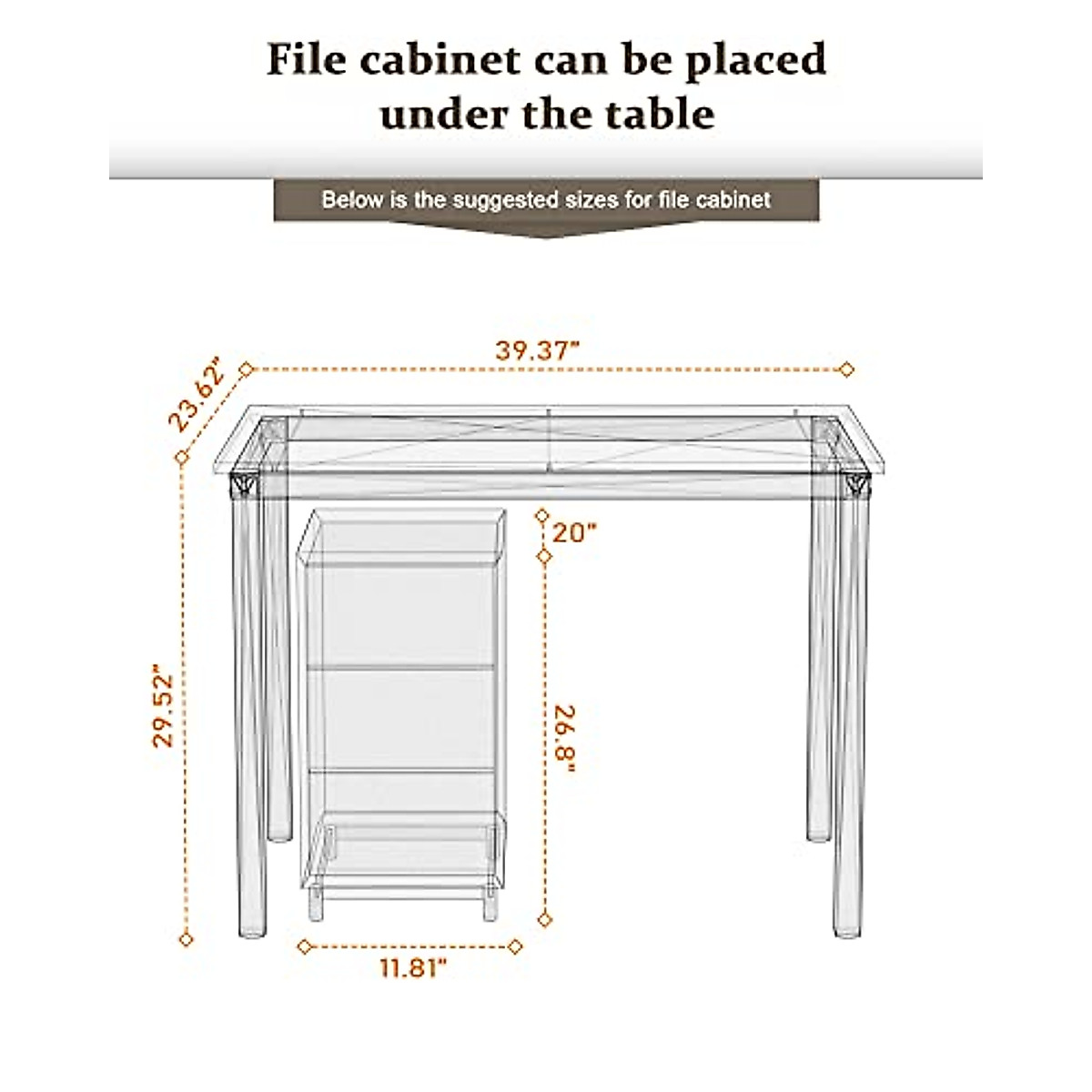 Teraves Computer Desk/Dining Table Office Desk Sturdy Writing Workstation for Home Office(39.37“, Black)