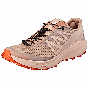 Salomon Sense Ride 4 Running Shoes for Women Trail, Sirocco/Peachy Keen/Red Orange, 9