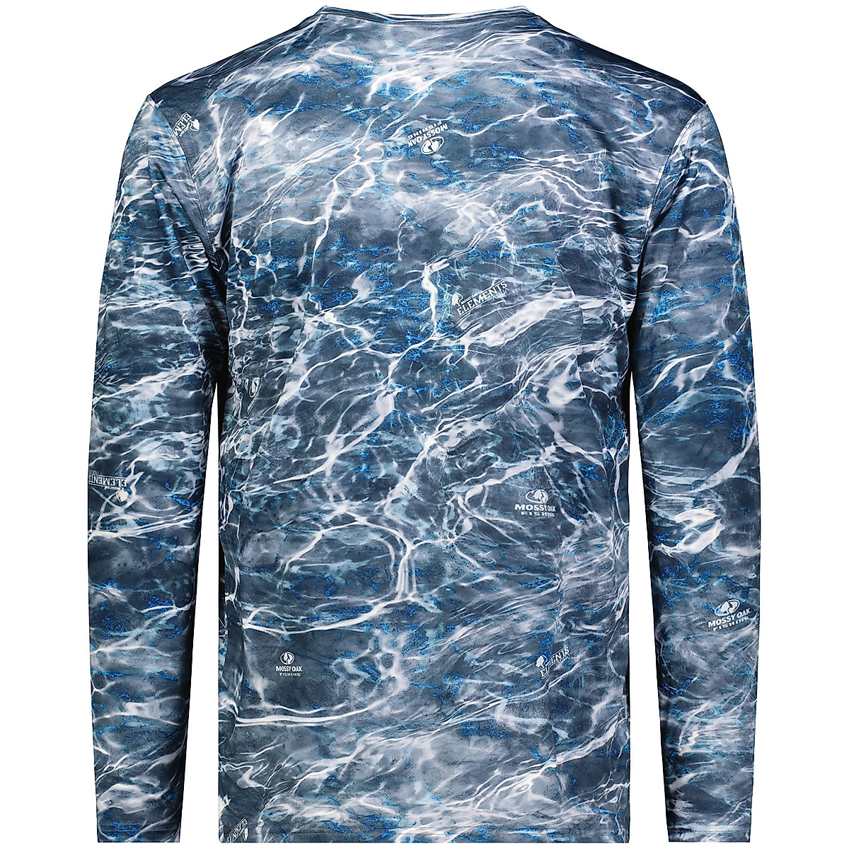 Holloway Men's Mossy Oak Momentum Long Sleeve Tee, Mo Elements Aqua Blackfin, X-Large