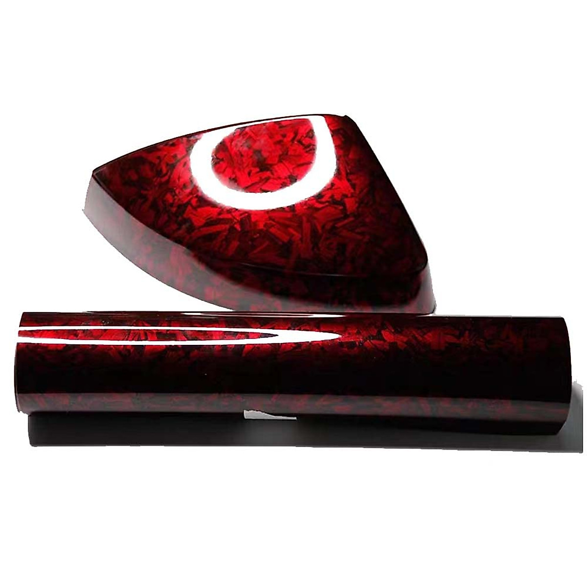 ASENDIWAY Red Forged Gloss Carbon Fiber Vinyl Wrap Roll Stretchable Decal Sticker Film Sheet Air Release DIY Decoration Vinyl