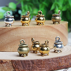 Acxico 30pcs cauldron Charms Antique Silver Tone cauldron charm pendants 12x9mm