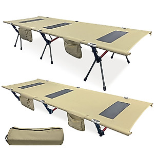 Sutekus Portable Camping Cot Ultralight Backpacking Cot Compact Sleeping Cot Bed with 2 Heights for Hiking Outdoor Beach Travel, Sand