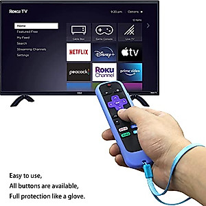 PINOWU [2 Pack Universal Remote Cover (Glow in the dark) Compatible with TCL Roku/Hisense Roku TV remote/Roku Express 4K+ /Roku Streaming Stick 4K / Roku 2 3 4 Remote w/Lanyard (Green and Blue)