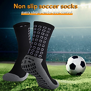 POZCMJM Men's Socks Grip Athletic Socks with Grippers for Football Cushion Non Slip Running Black Youth Soccer Socks 3 Pairs