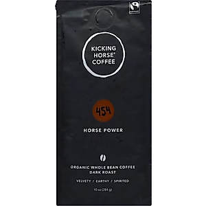 Kicking Horse Coffee, 454 Horse Power, Dark Roast, Whole Bean, 10 oz - Certified Organic, Fairtrade, Kosher Coffee