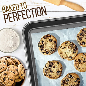 NutriChef 2-Piece Nonstick Cookie Sheet Baking Pan Set - Premium Bake Trays w/ Sleek Non-Stick Coating PFOA, PFOS, & PTFE Free - Large (15"x11") & Medium (13"x9") - Dishwasher Safe