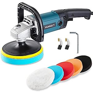 Buffer Polisher, 1200W 7-inch Car Polisher with 6 Variable Speed, 5 Foam Pads, Detachable Handle and Safety Lock Car Buffer Polisher Ideal for Car Sanding, Polishing, Waxing (Upgraded)