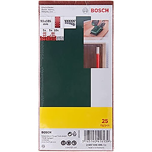 Bosch 25 Sanding Sheet Set for Orbital Sanders, 40-120 Grit, 93x185mm