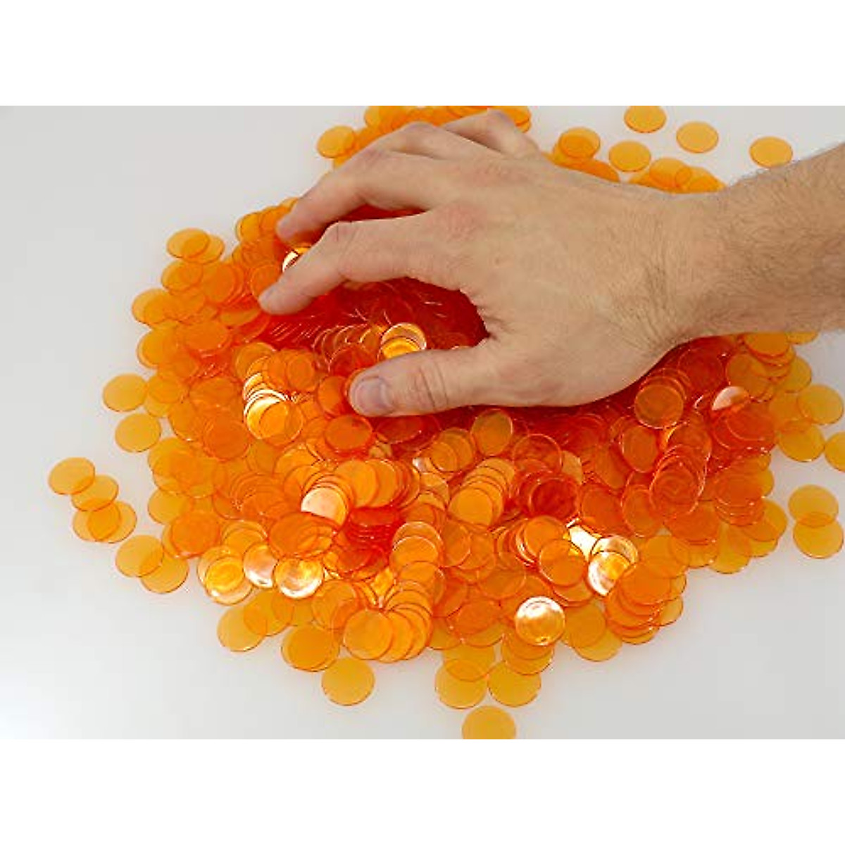 Regal Bingo Plastic Bingo Chips 1000 Pcs - Clear Transparent Counters Game Chips Set for Board Game - Fun Bingo Night - 3/4 Inch Orange Color